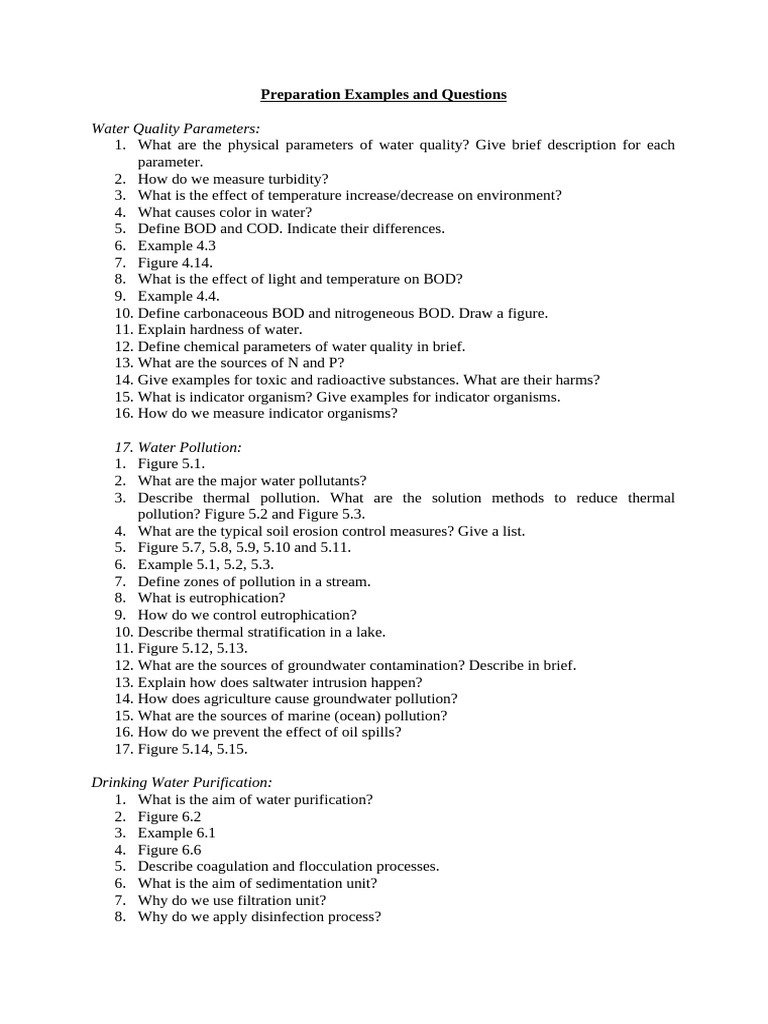 Preparation Examples and Questions | PDF | Water Pollution | Waste