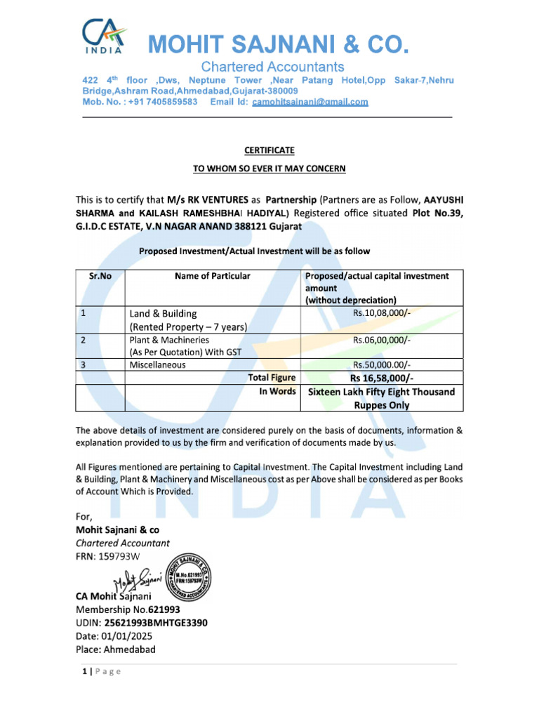 CA Certificate-RK Ventures SIGNED | PDF
