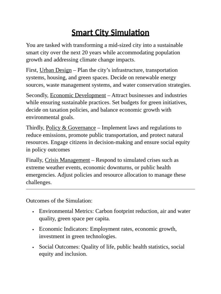 Smart City Simulation | PDF
