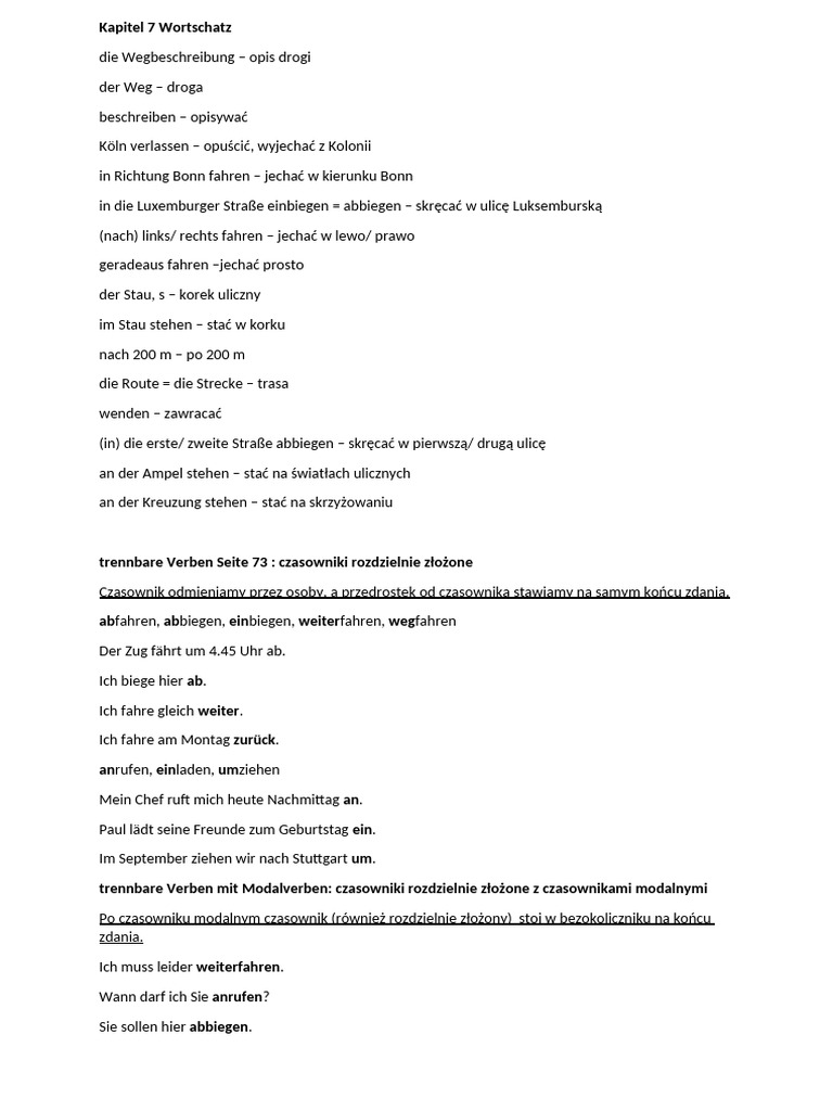 Kapitel 7 Wortschatz | PDF