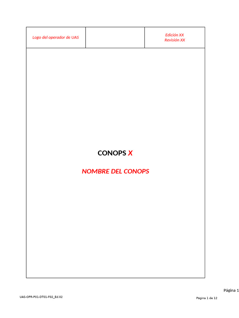 ConOps Especifica Autorizada - Formato - Ed2 | PDF | Aeropuerto | Vehículo aéreo no tripulado