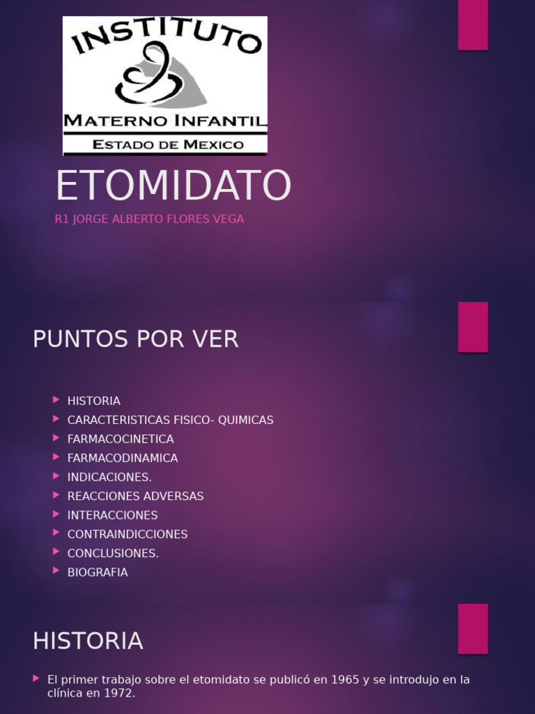 ETOMIDATO | PDF | Farmacocinética | Analgésico