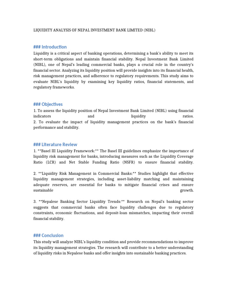 NIBL Liquidity Analysis and Insights | PDF