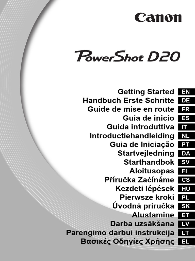 PowerShot D20 GettingStarted Multilanguage | PDF | Button (Computing) | Waste