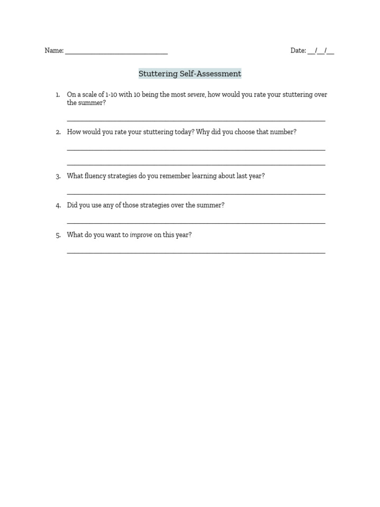 Stuttering Self-Assessment: Severe | PDF