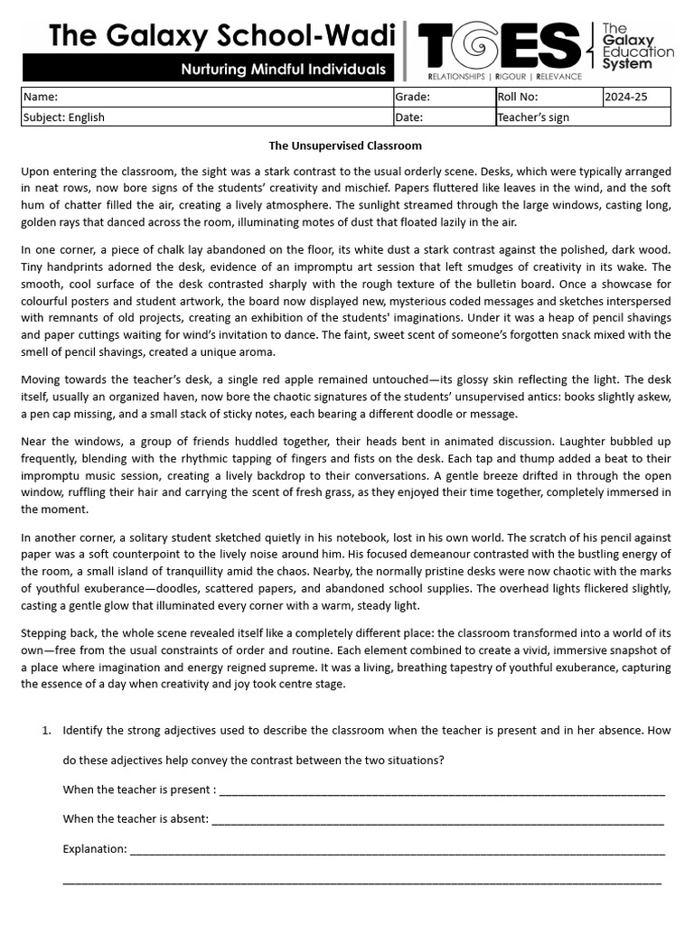 Unsupervised Classroom Description | PDF | Classroom