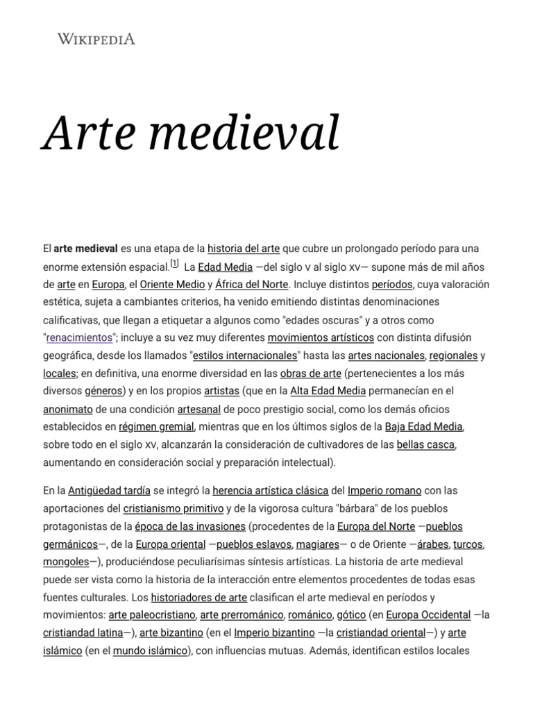 Arte Medieval - Wikipedia, La Enciclopedia Libre | PDF | Arte medieval ...