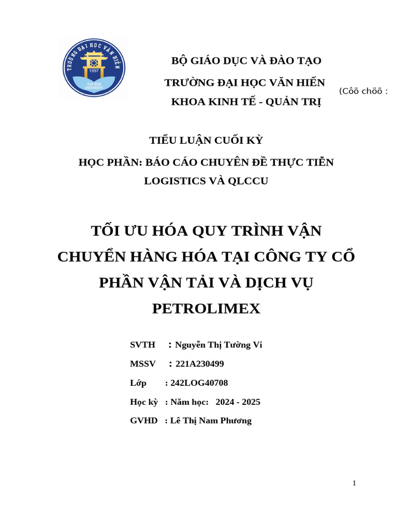 VHU-Mẫu Bìa Làm Tiểu Luận | PDF