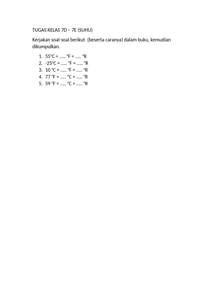 Tugas Kelas 7d-E Suhu | PDF