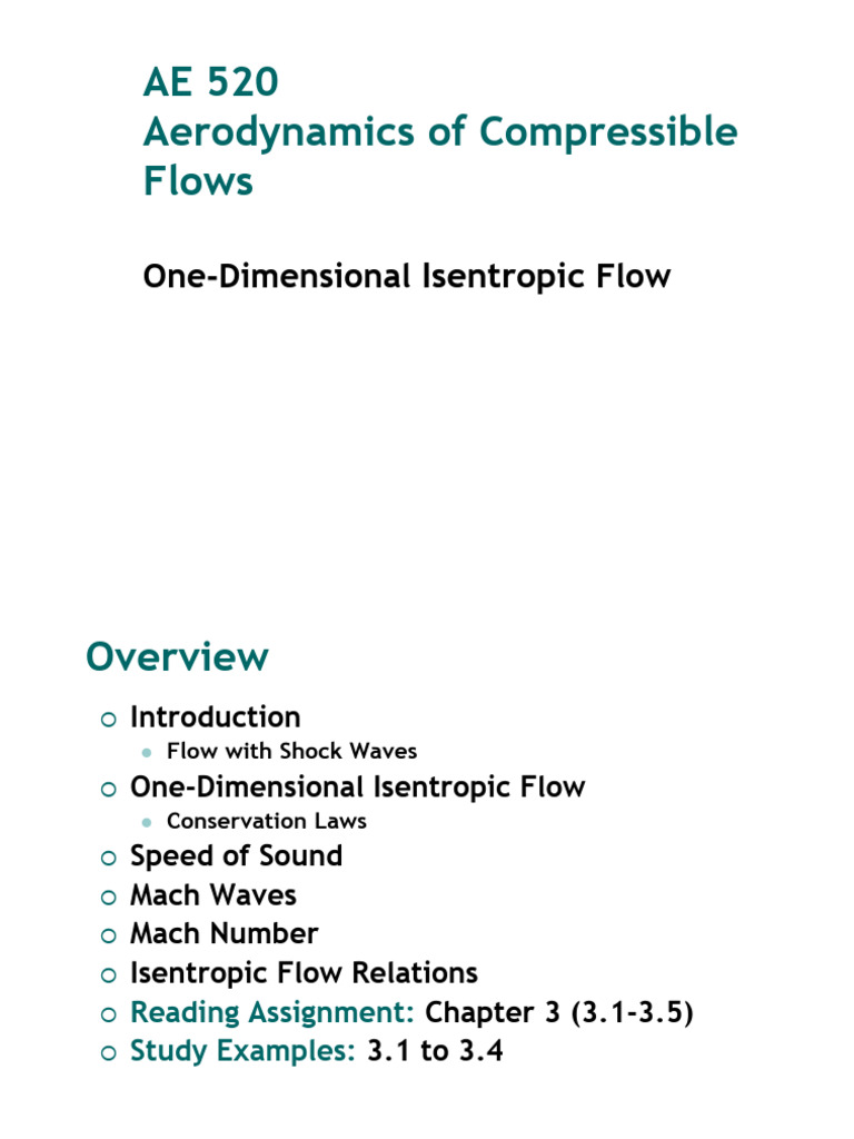 AE520 Chapter 3 Part I -Isentropic Flow by Dr. Naef | PDF | Mach Number | Fluid Dynamics