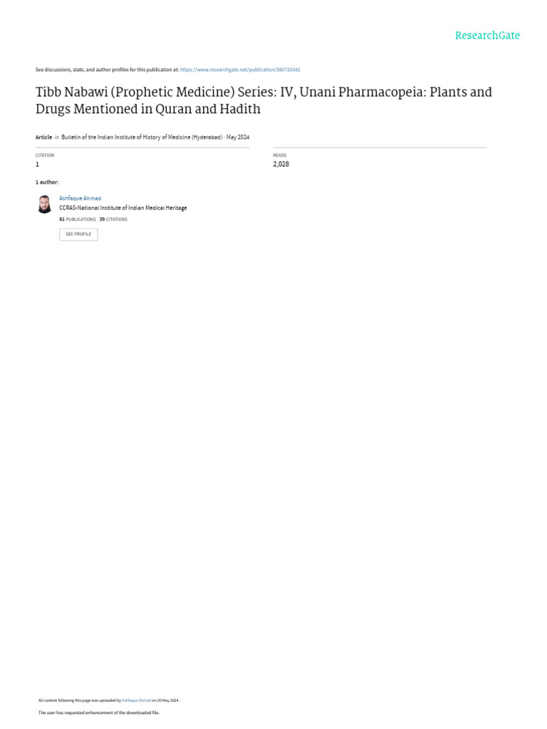 Plantsand Drugs Mentionedin Quranicand Hadith Sources | PDF | Honey | Onion