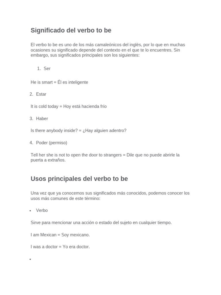 Significado Del Verbo To Be | PDF | Grammar | Linguistics