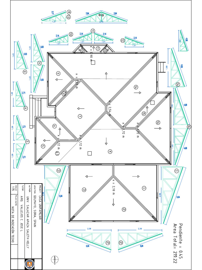 Plano Cubierta Casa Unifamiliar | PDF