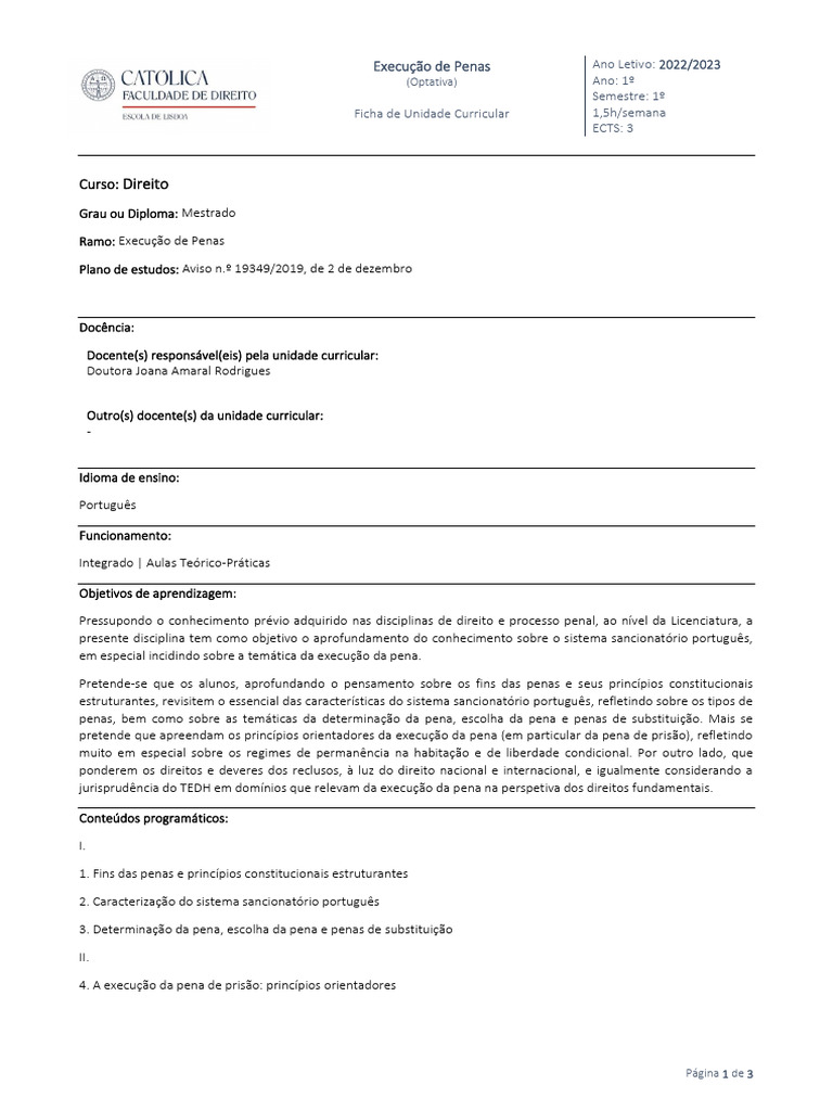 Execução de Penas no Direito Português | PDF | Portugal | Pena de morte