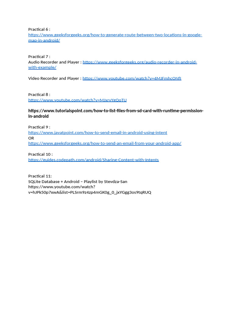 Android Practical Projects Overview | PDF