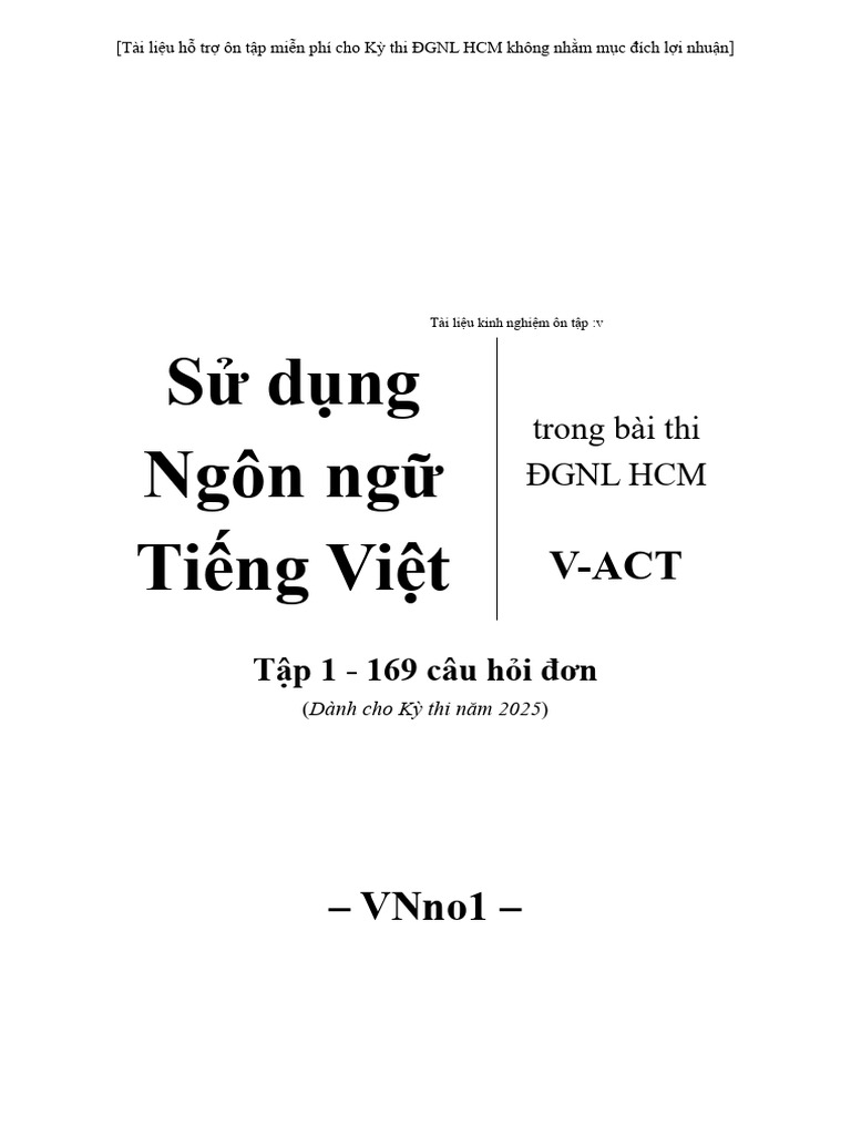 VNno1 Tieng Viet 2025 T1 Full Key Final | PDF