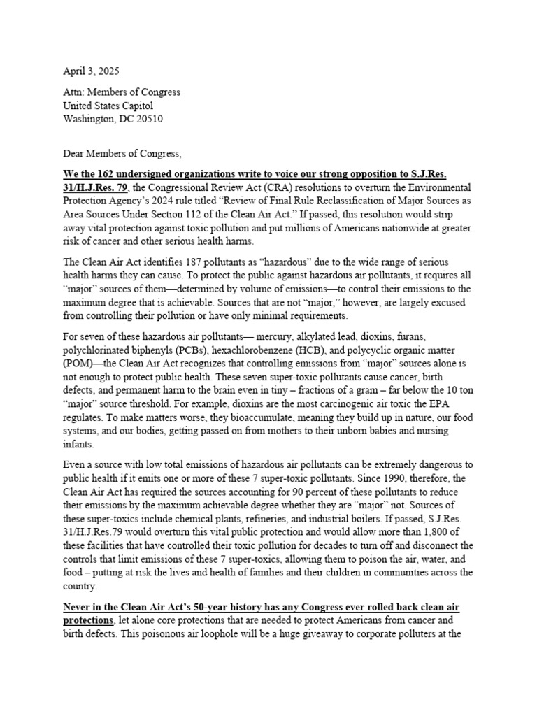 S.J.res.31-H.J.res.79 Reclassification CRA Community Opposition Letter ...