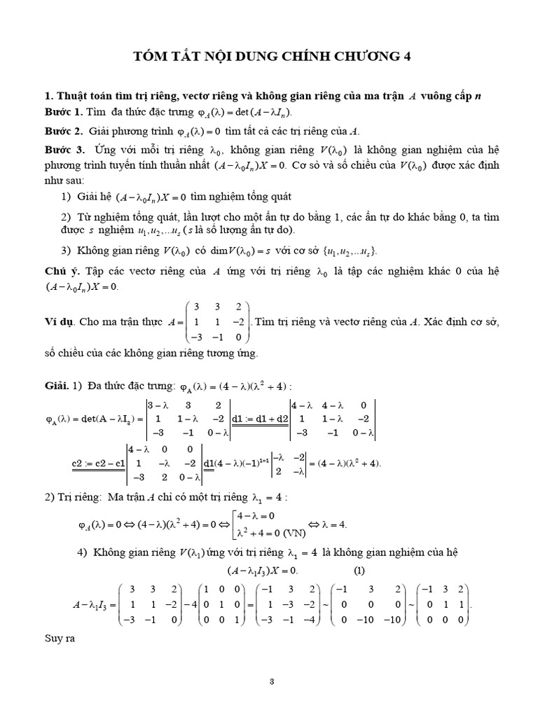Toan A3 - Tomtat - BT Chuong 4 | PDF