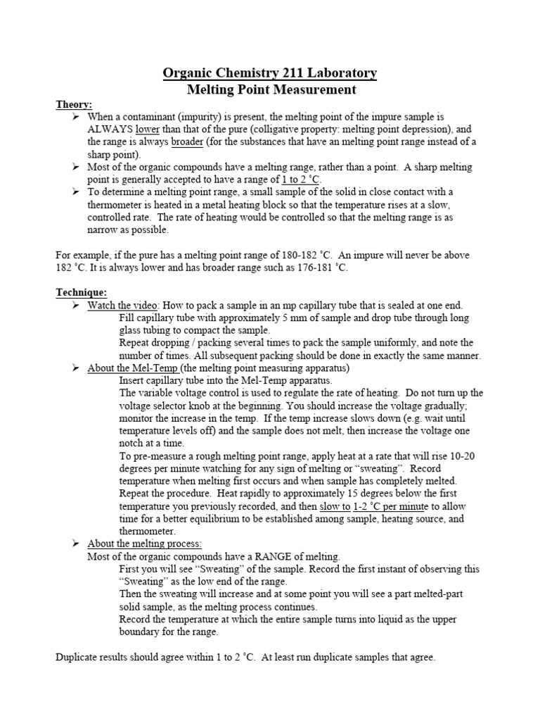 1c - Melting Point Measurement | PDF | Melting Point | Temperature