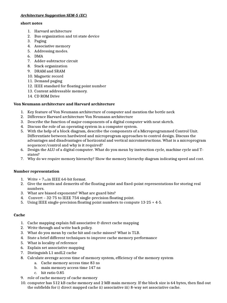 Architecture Suggestion SEM | PDF | Cpu Cache | Computer Architecture