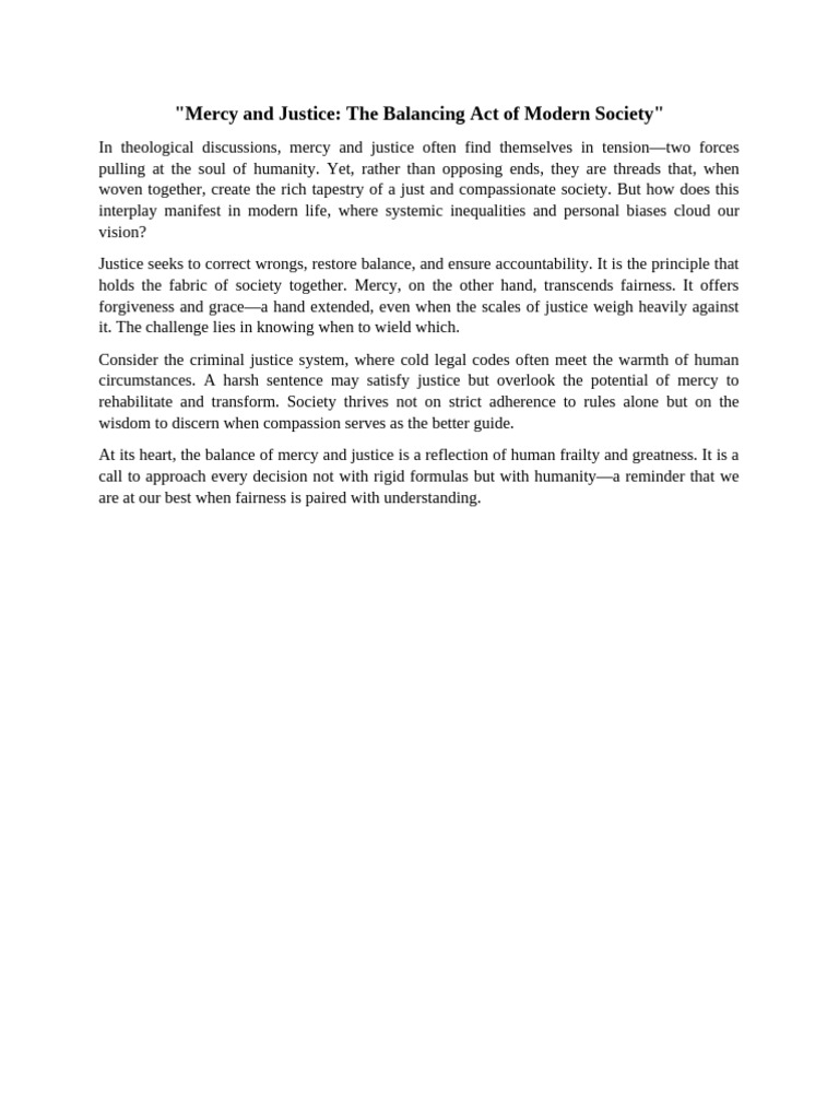 Balancing Mercy and Justice in Society | PDF