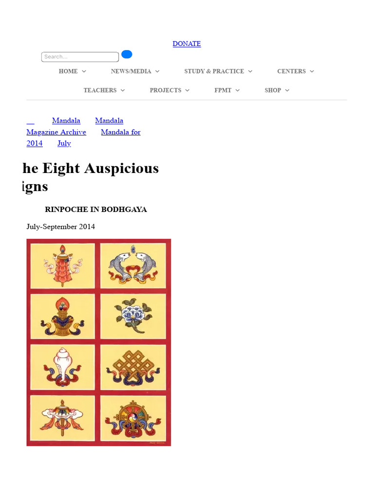Understanding the Eight Auspicious Signs | PDF | Spirituality | Tantra