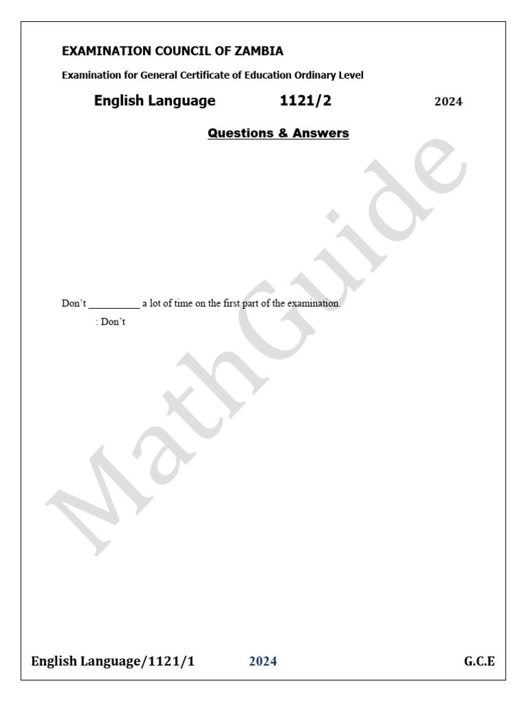 Pdfs - English P2 2024 GCE MathGuide | PDF | Collective Bargaining | Camel