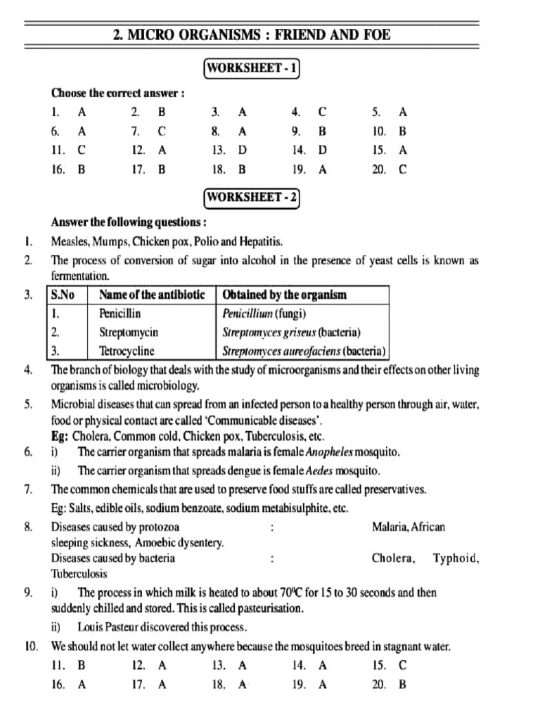 13 2. Micro Organisms Worksheet - 1 | PDF | Agriculture | Microorganism