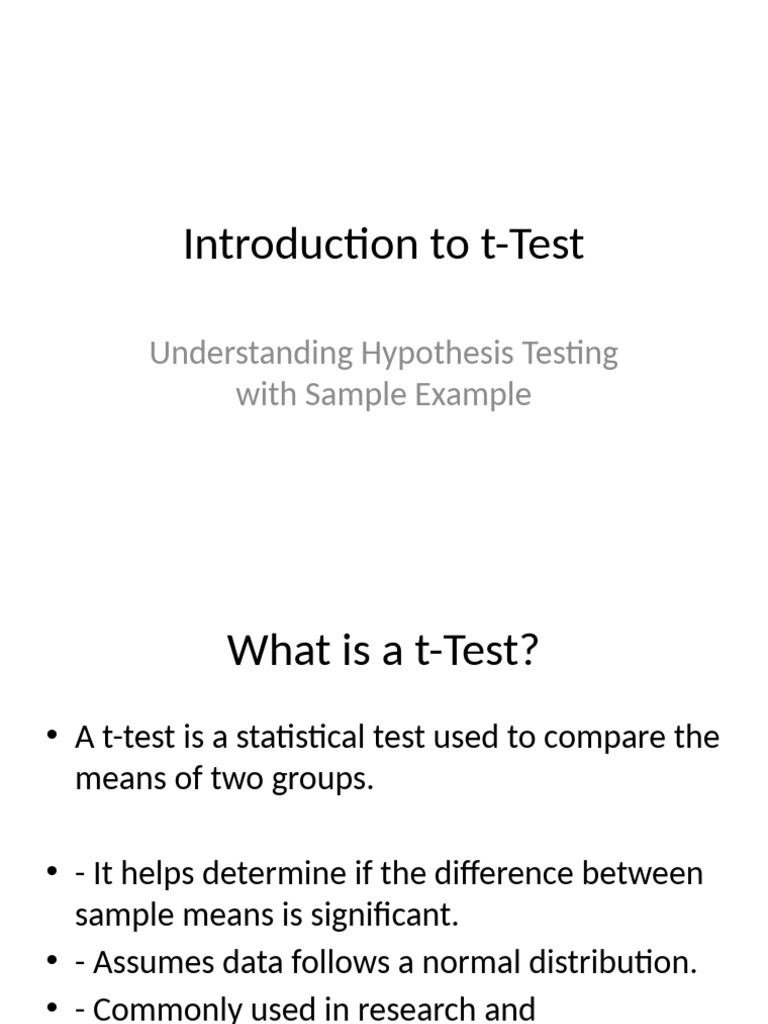 T Test Introduction Pdf