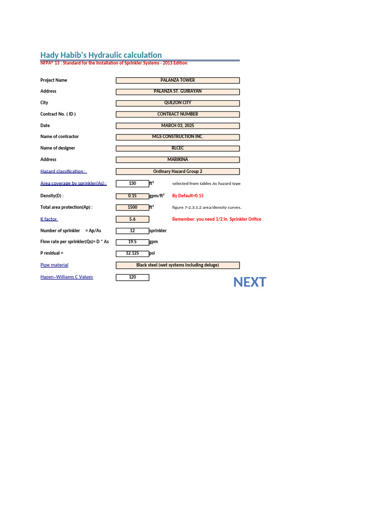01 - Fire Sprinklers Hydraulic Calculations | PDF | Fire Sprinkler ...