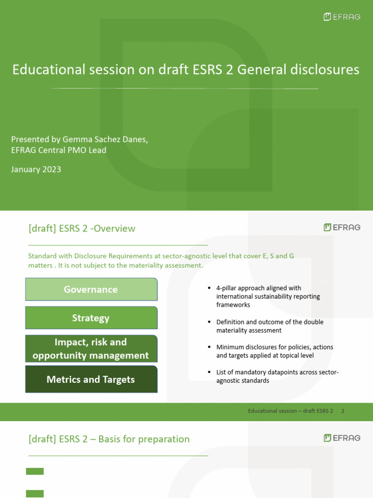 Educational Session Draft ESRS 2 | PDF | Business Model | Risk