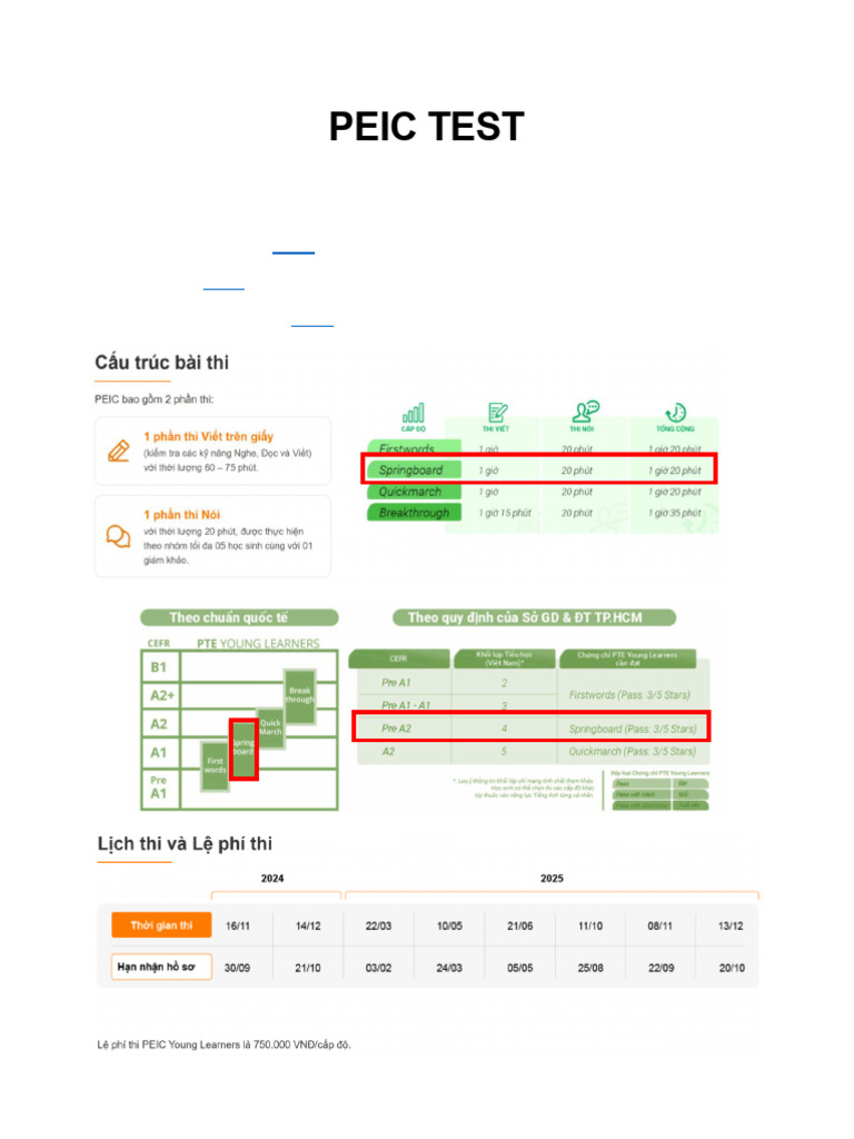 PEIC Springboard Test Guide | PDF