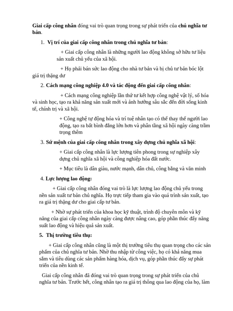 Giai cấp công nhân 1 | PDF