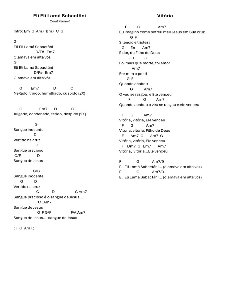 Eli Eli Lamá Sabactâni - Letra e Reflexão | PDF