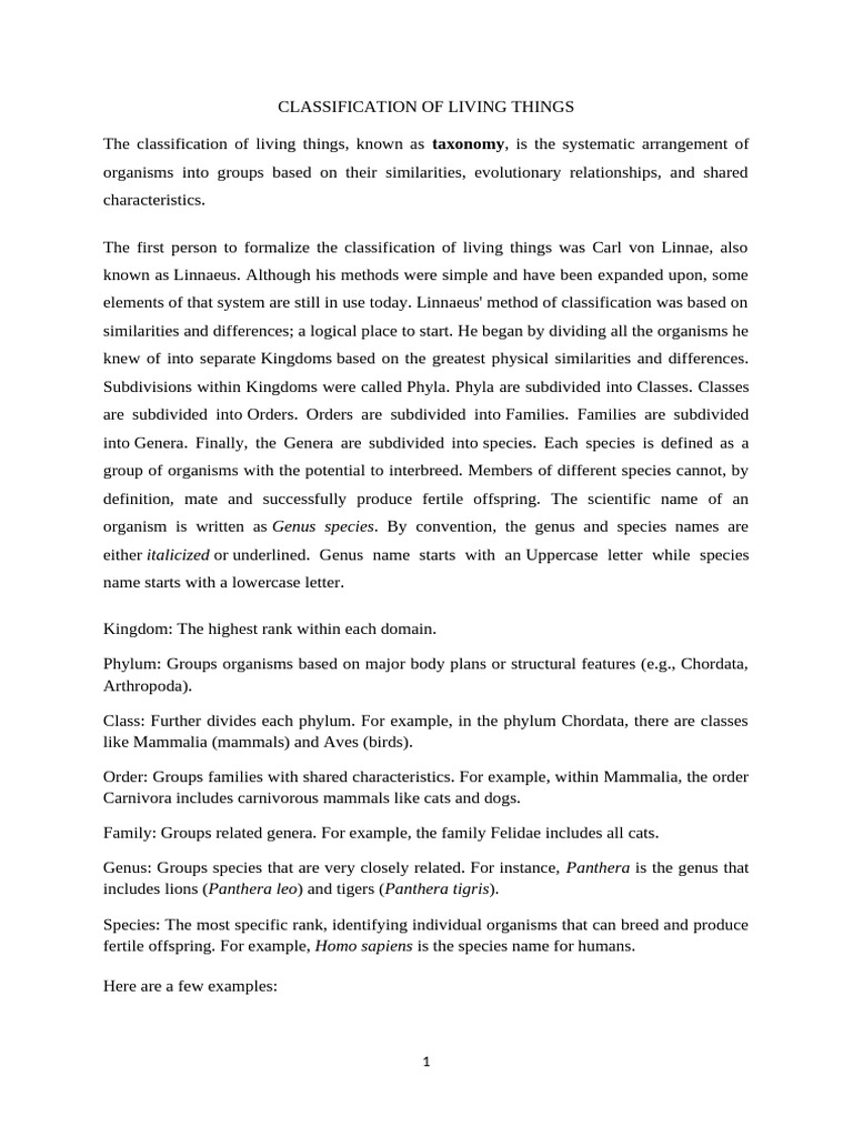 Taxonomy: Classification of Living Things | PDF | Biology | Biological ...