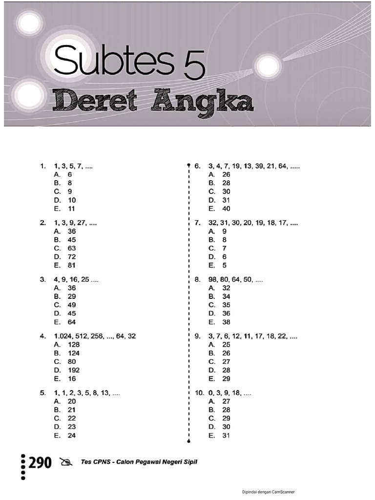Subtes 5 Deret Angka | PDF