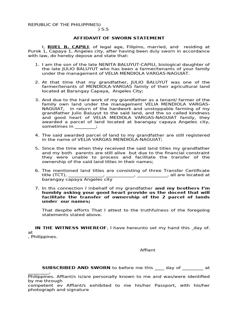 AFFIDAVIT-OF-SWORN-STATEMENT Din Ding | PDF | Affidavit | Document