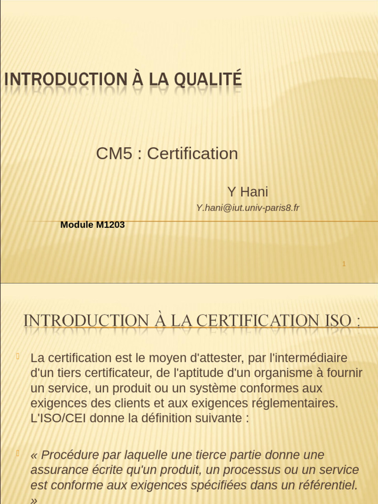 m1203cm 5 Certification Iso 2 | PDF | Management de la qualité | Système de management de la qualité