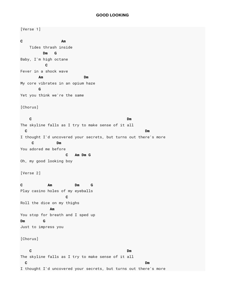 Good Looking Boy Lyrics Analysis | PDF