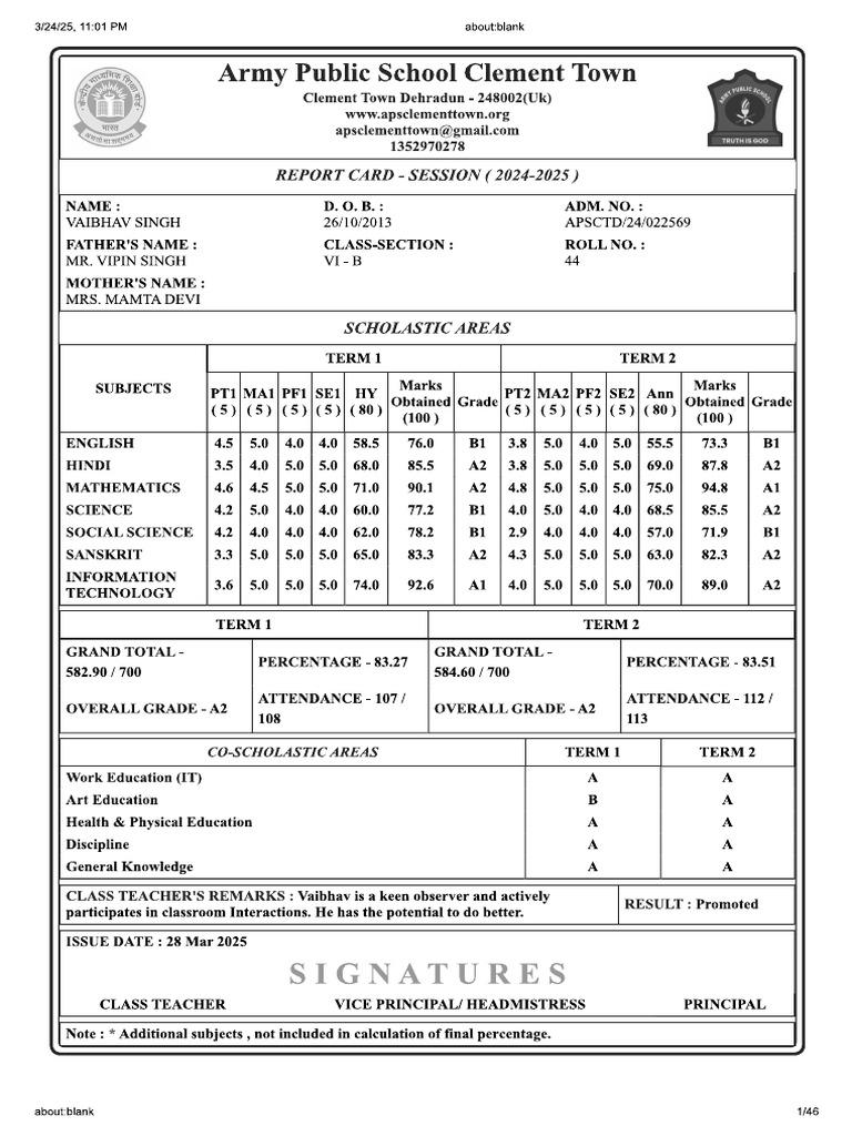 Report Card 6 B Annual | PDF