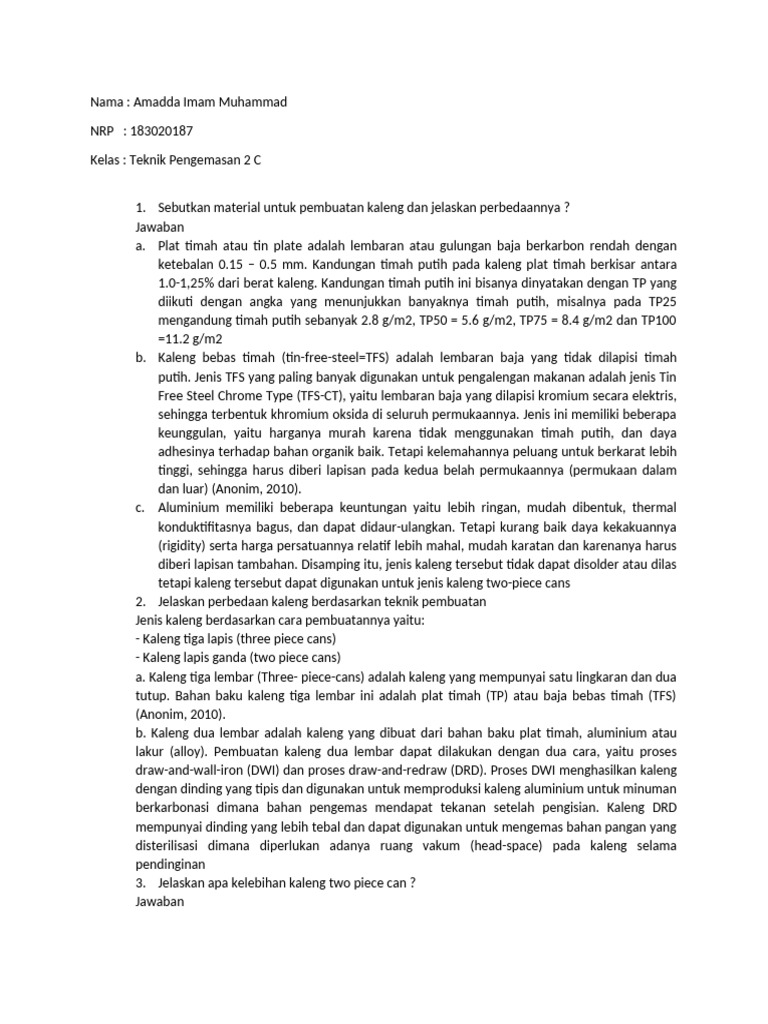 TUGAS LATIHAN PENGEMASAN 2 AMADDA IMAM MUHAMMAD 183020187 KELAS F | PDF