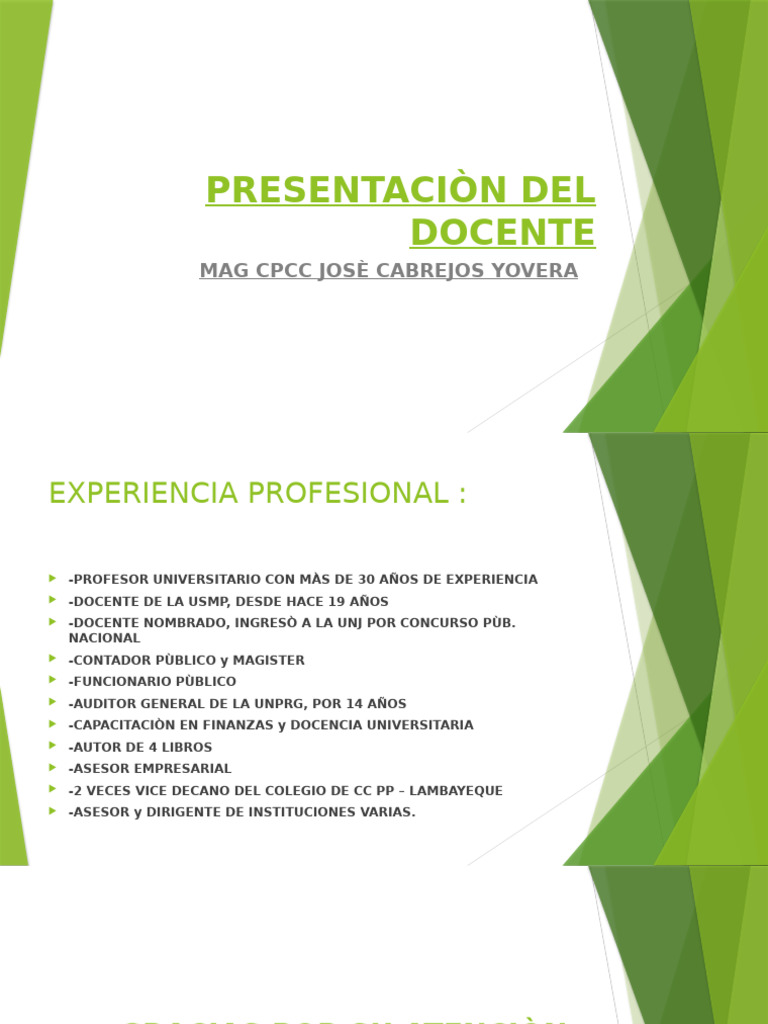 1.presentaciòn Del Docente | PDF