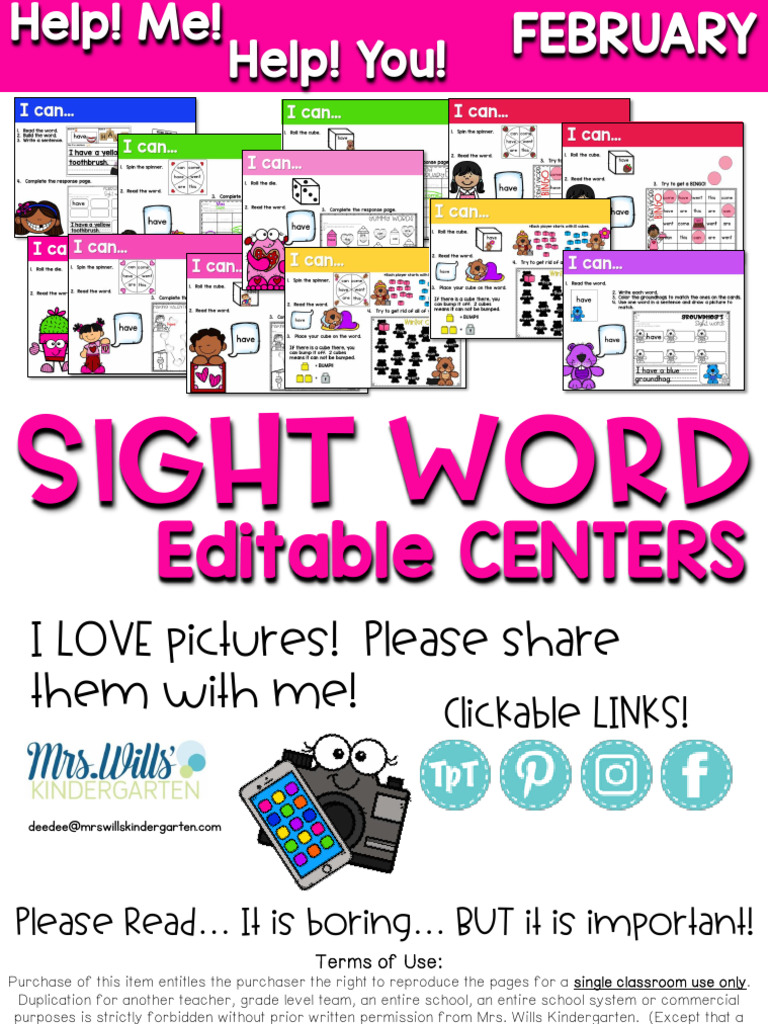 February Sight Word Activities | PDF | Computing