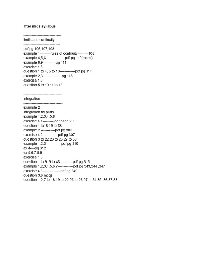 After Mids Syllabus | PDF