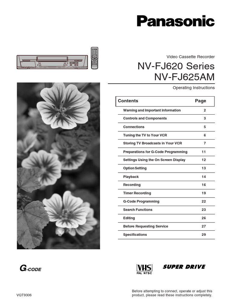 VHS Panasonic | PDF | Videocassette Recorder | Remote Control