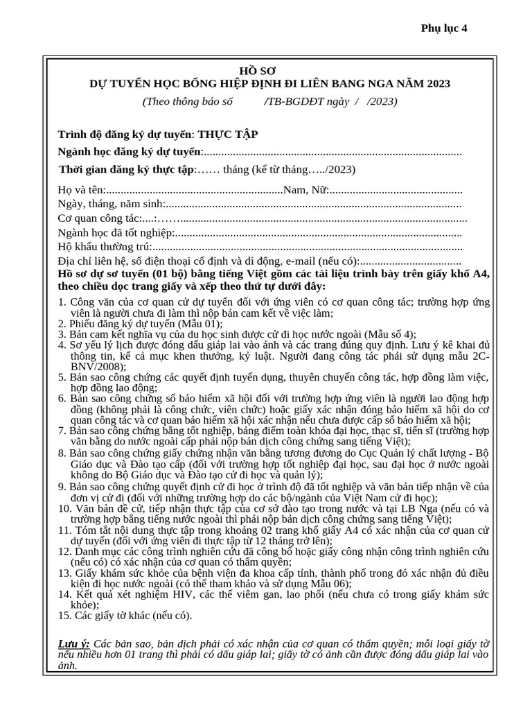 Phu Luc 4 (Thuc Tap) | PDF