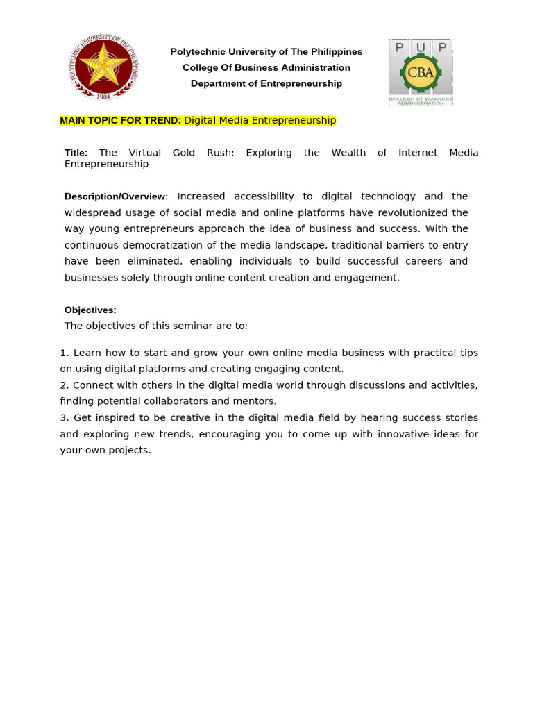 BS Entrep4 3 - Top Topic Trends Issue | PDF | Entrepreneurship | Mental ...