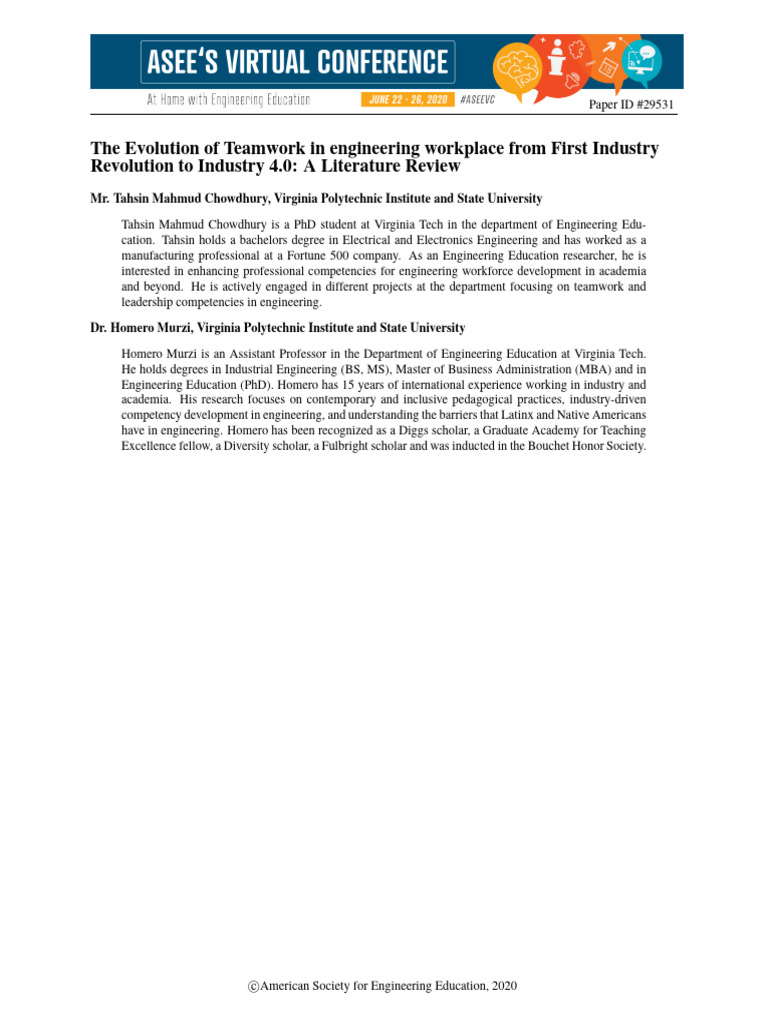 Teamwork Evolution in Engineering 4.0 | PDF | Systematic Review ...