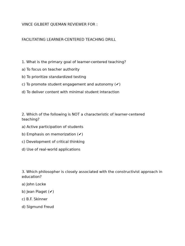 Facilitating Learning Centered Teaching | PDF | Educational Assessment | Learning