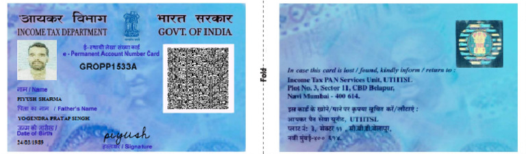 Piyush Sharma Pan Card - PNG | PDF